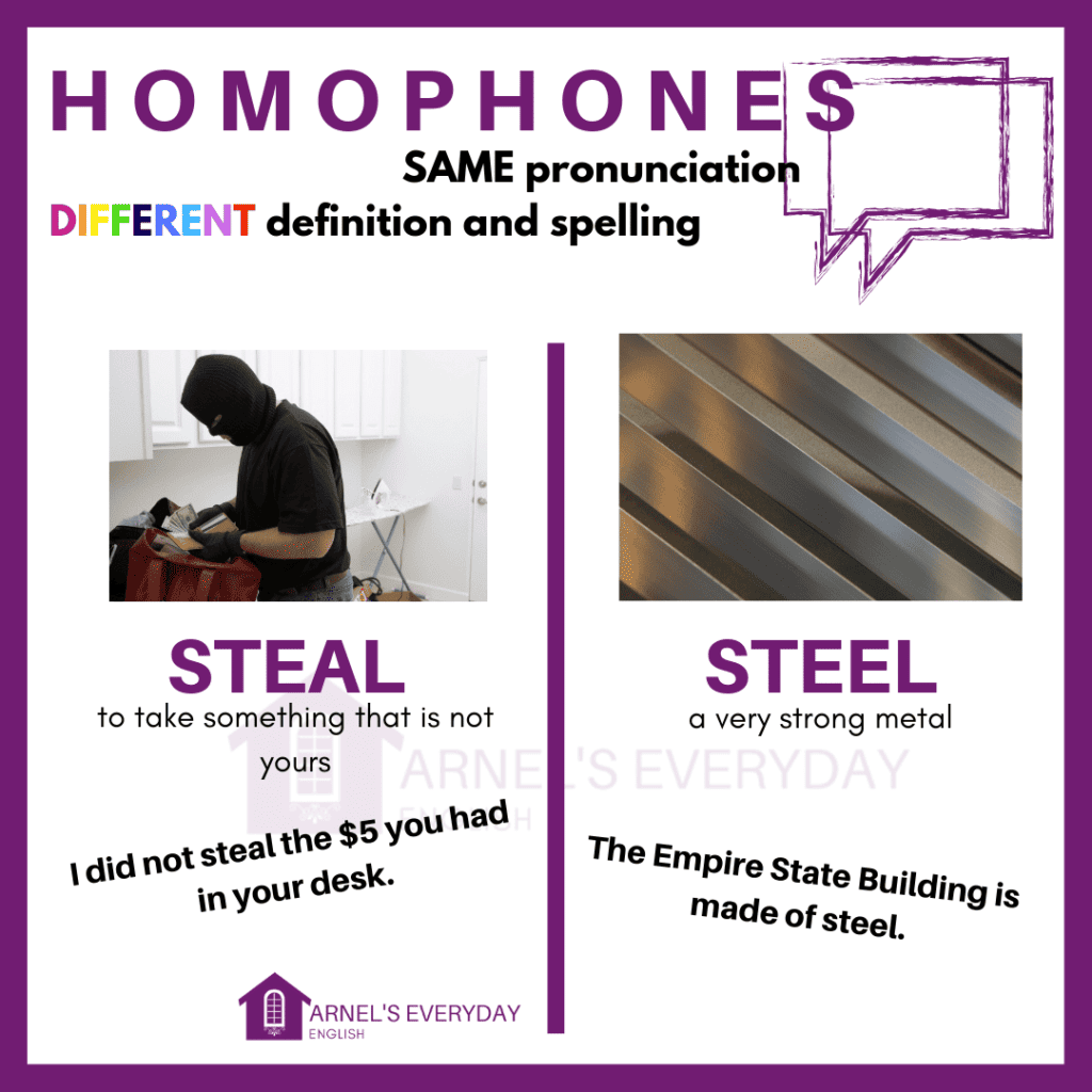 68 HOMOPHONES every English student needs to know! | Arnel's Everyday ...